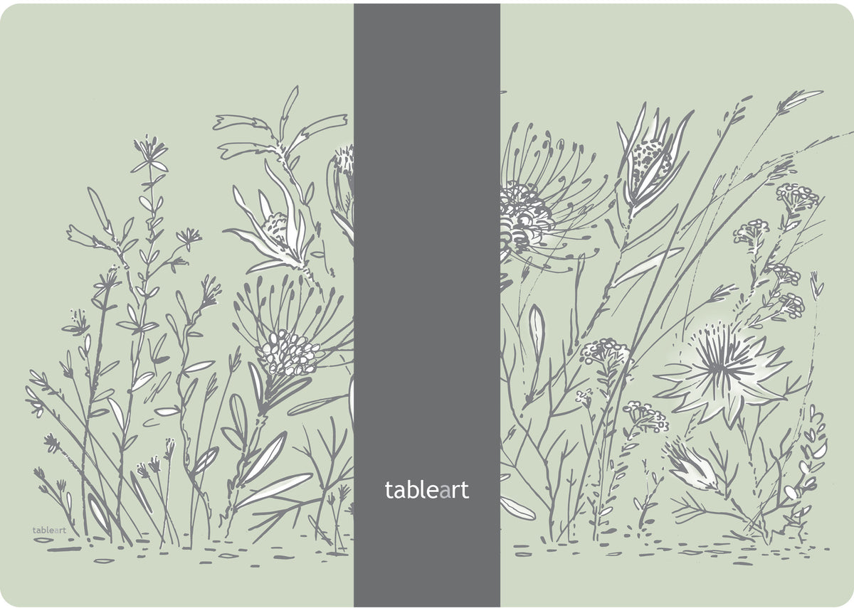Tableart Placemats Rectangle 4 pack -Graphic Fynbos Light Green ...